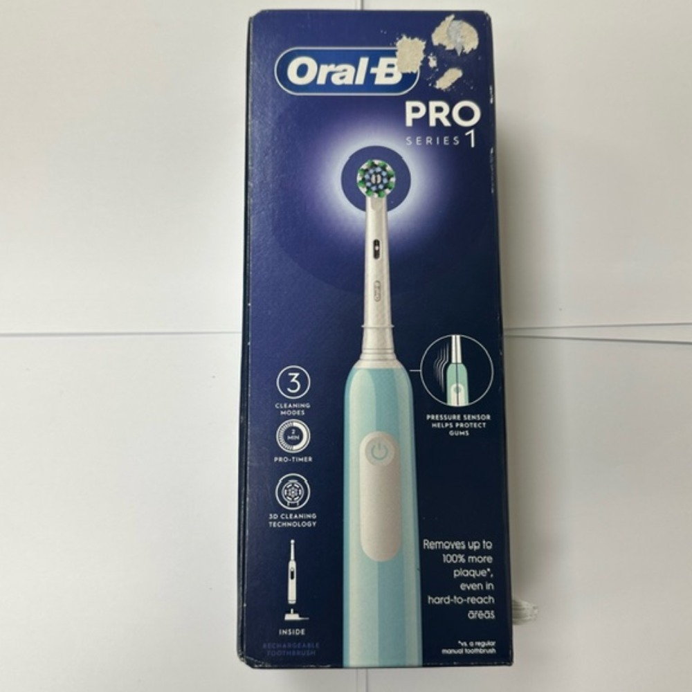 New Oral B Pro Series 1 Caribbean Blue Electric Toothbrush 3 Cleaning ...