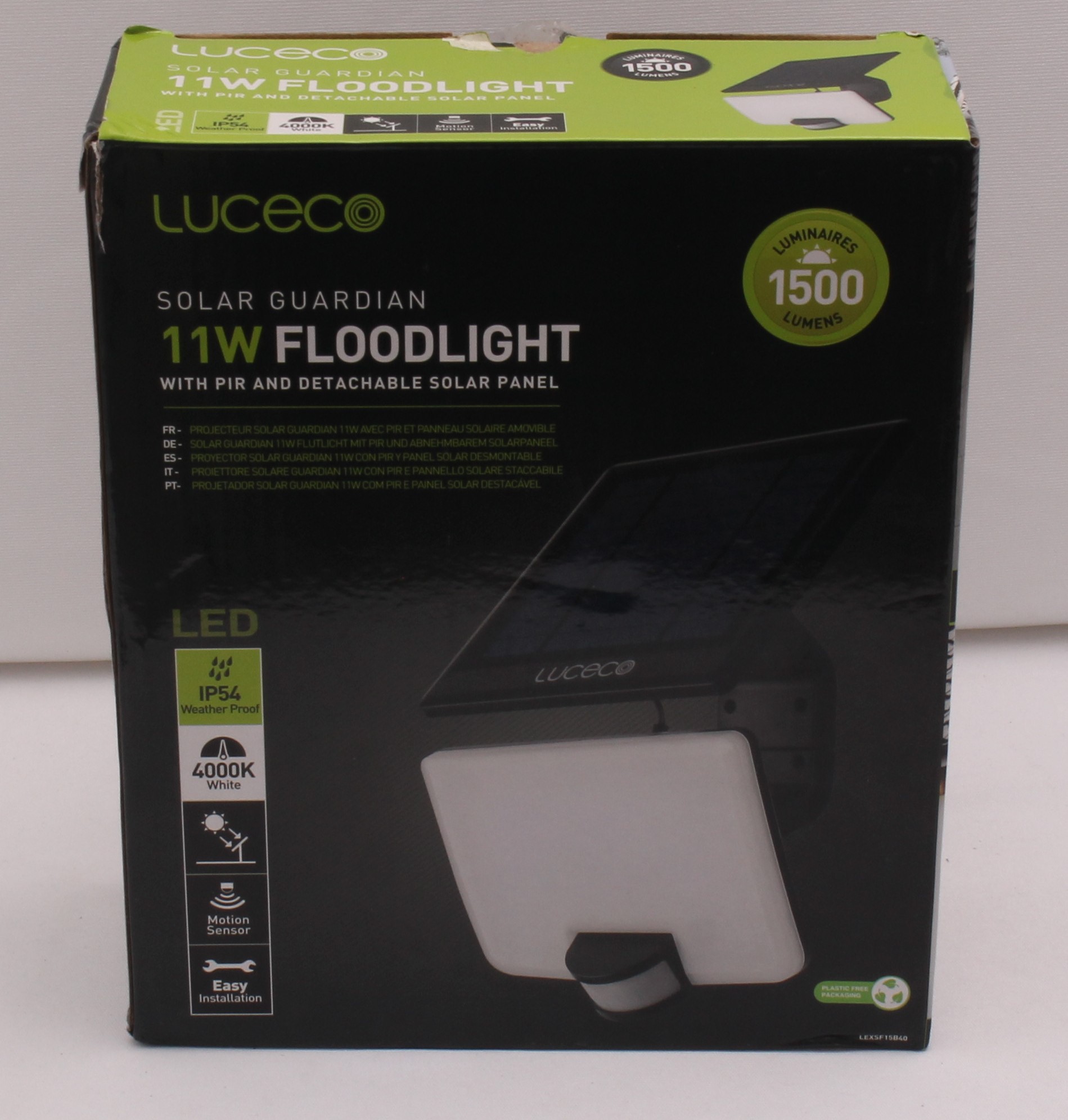 Like New Luceco LED Solar Guardian Floodlight With PIR Detachable Panel ...