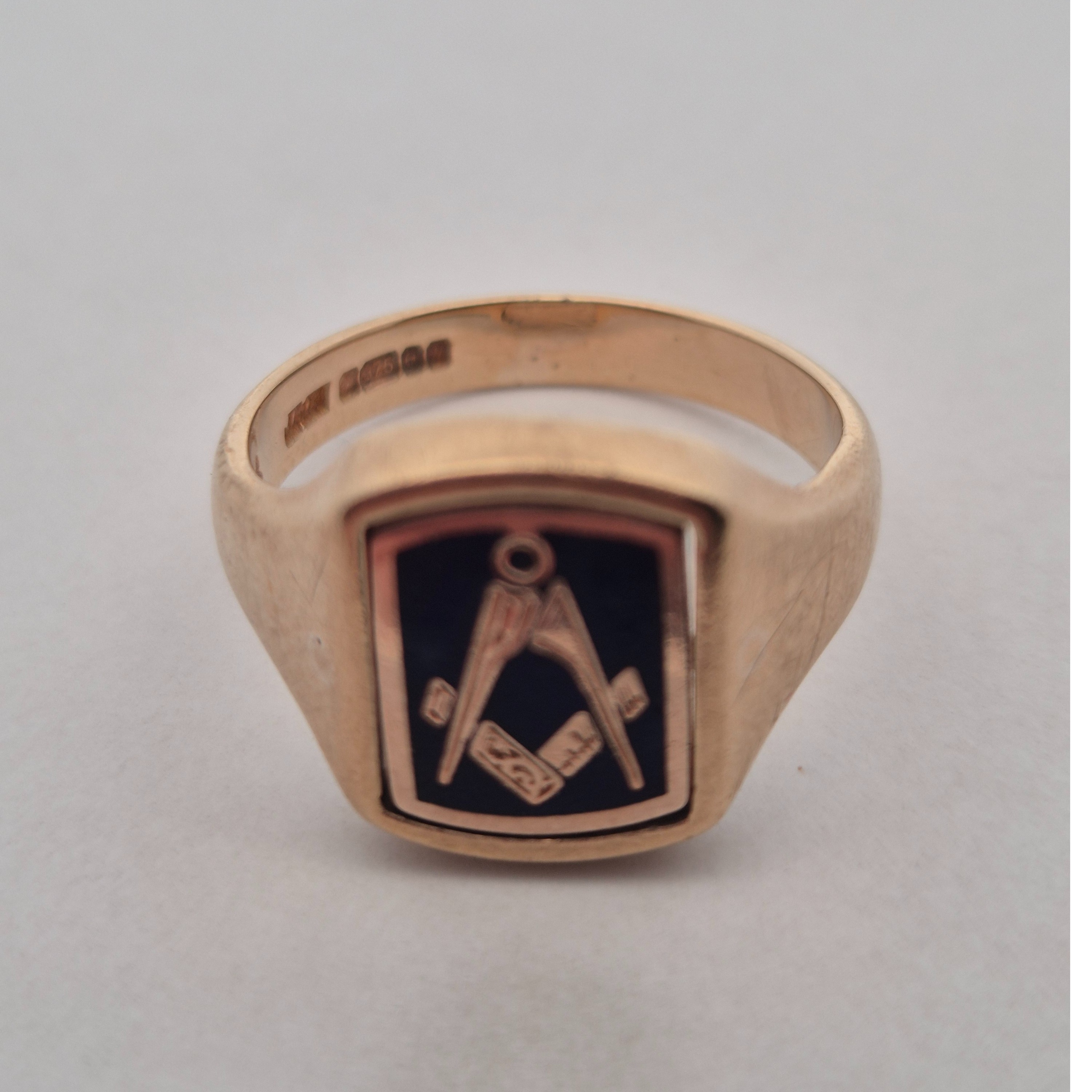 Pre-owned 9Ct Gold Masonic Flip Ring Size O - Own4Less