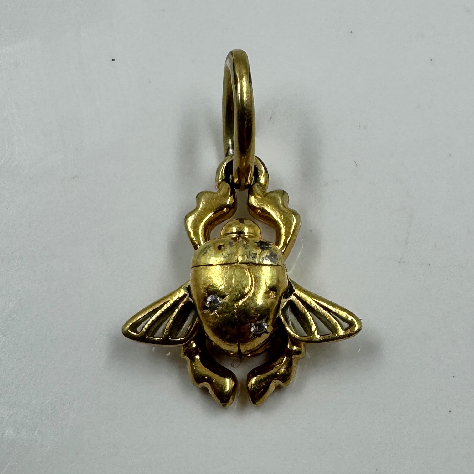 Pre-owned PANDORA X DISNEY ALADDIN SCARAB BEETLE DANGLE CHARM 14K GOLD ...