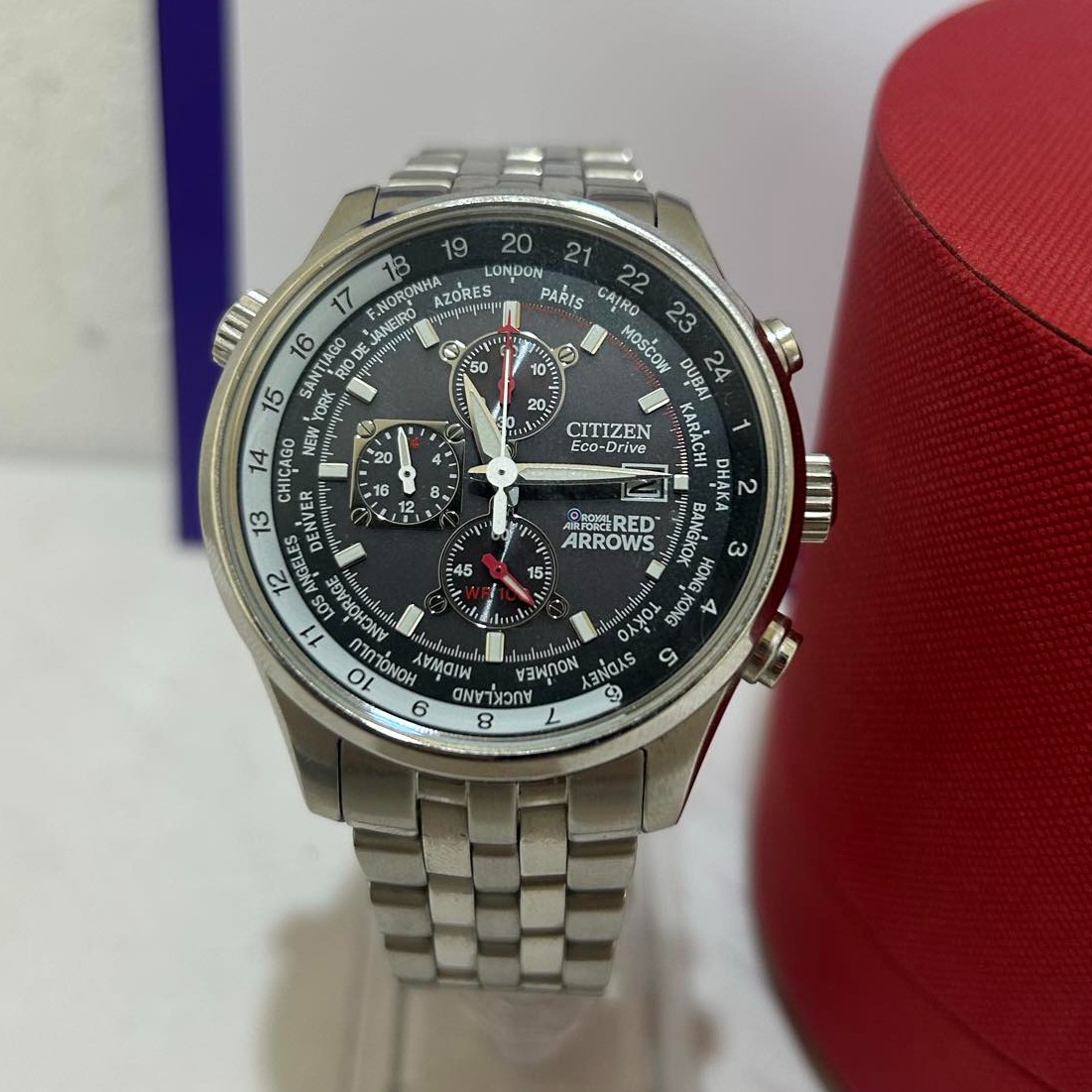 Pre-owned Citizen Red Arrows CA0080-54E Eco-Drive Chronograph Stainless ...