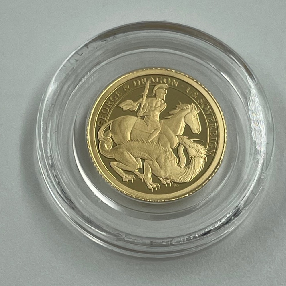 Pre-owned 2021 GEORGE AND THE DRAGON 200TH ANNIVERSARY GOLD PROOF 1/8th ...
