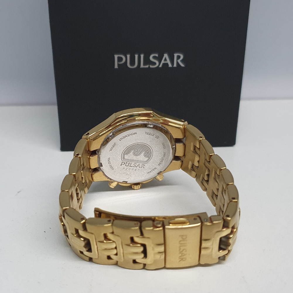 Pre-owned Pulsar PF8174X1 Gold Plated Chronograph Stone Set Watch ...